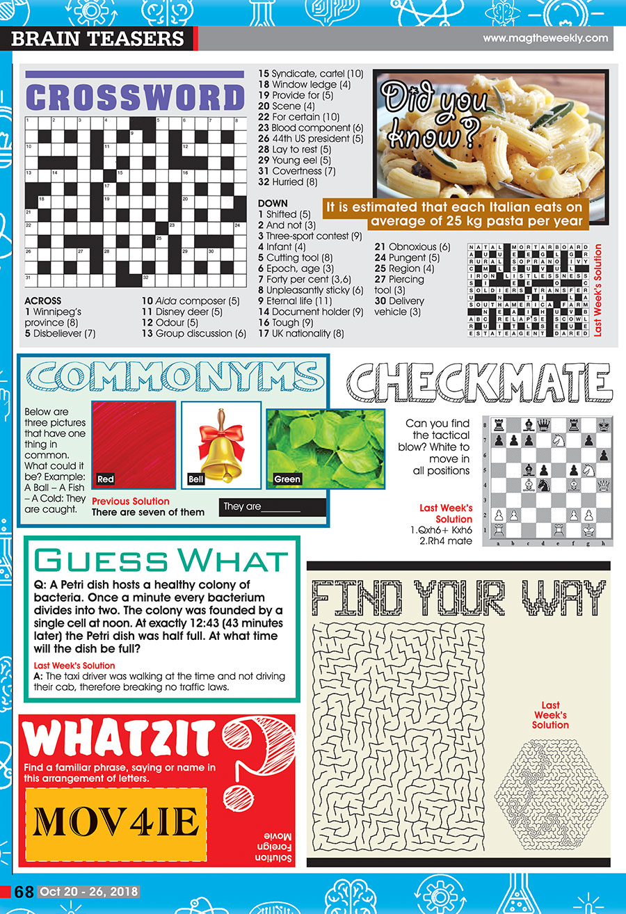 CROSSWORD | Brain Teasers - MAG THE WEEKLY