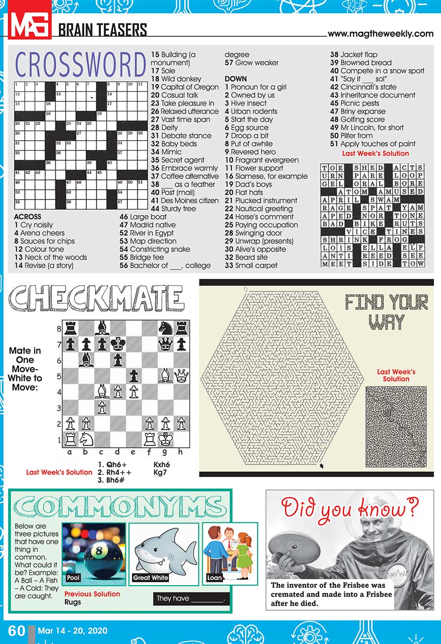 CROSSWORD | Brain Teasers - MAG THE WEEKLY